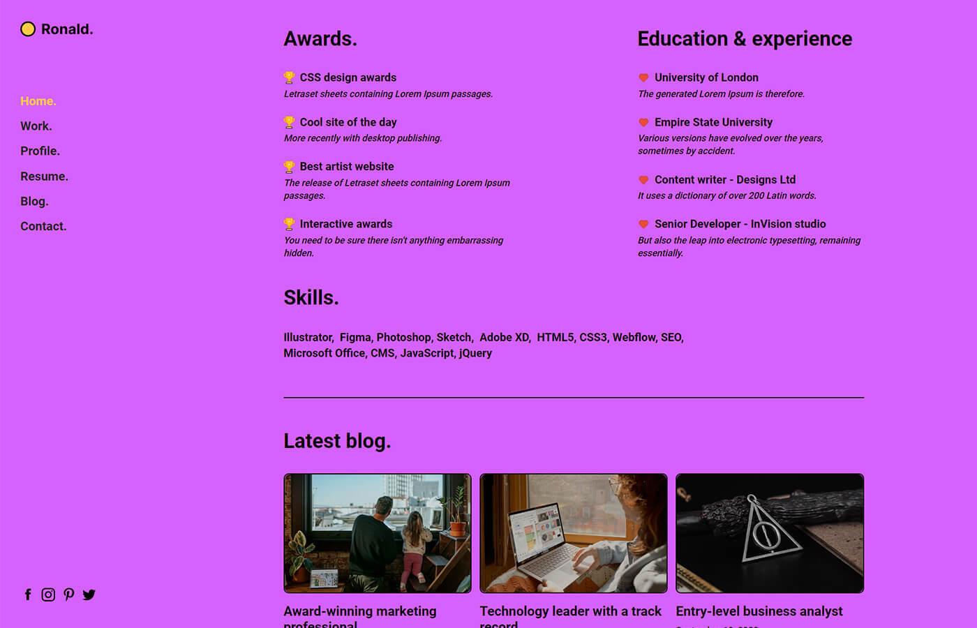 Ronald - Designer HTML5 Responsive Website Template Ronald - Designer HTML5 Responsive Website Template