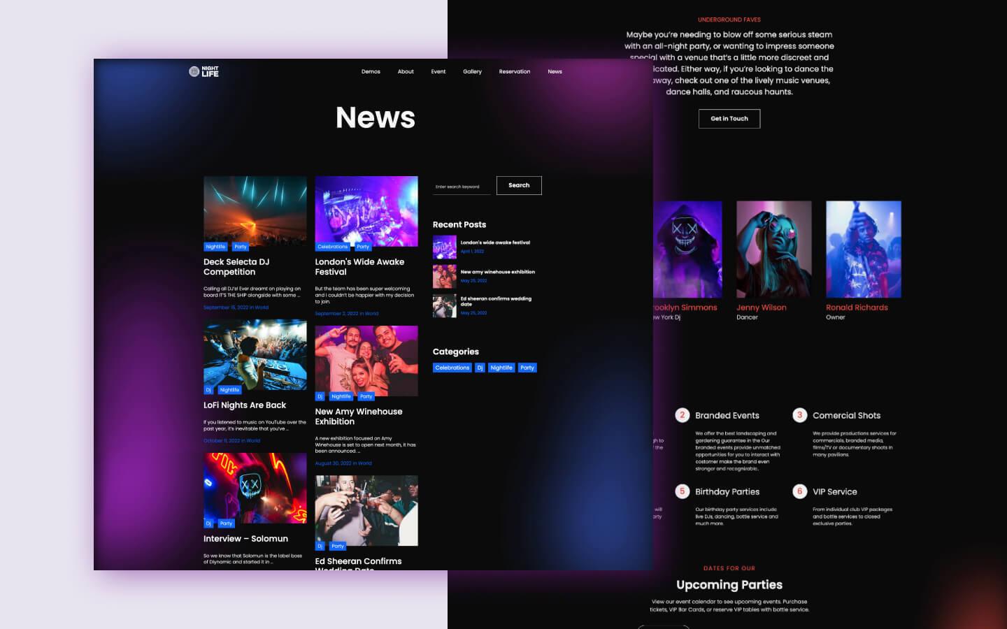 Night Life - DJ HTML5 Responsive Website Template