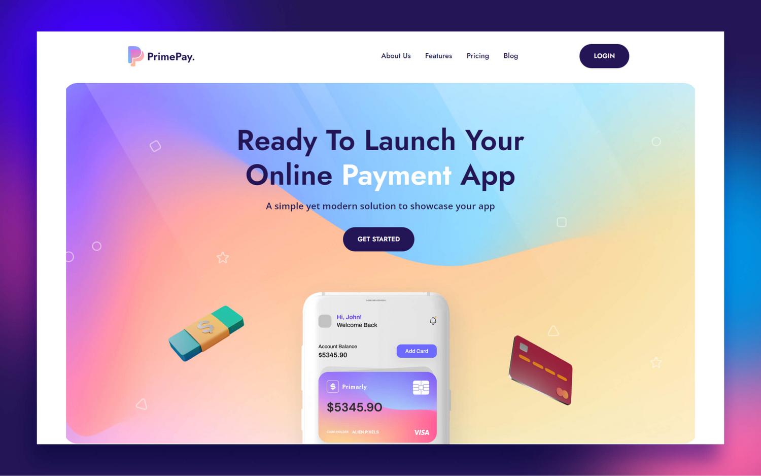 PrimePay - App HTML5 Responsive Website Template