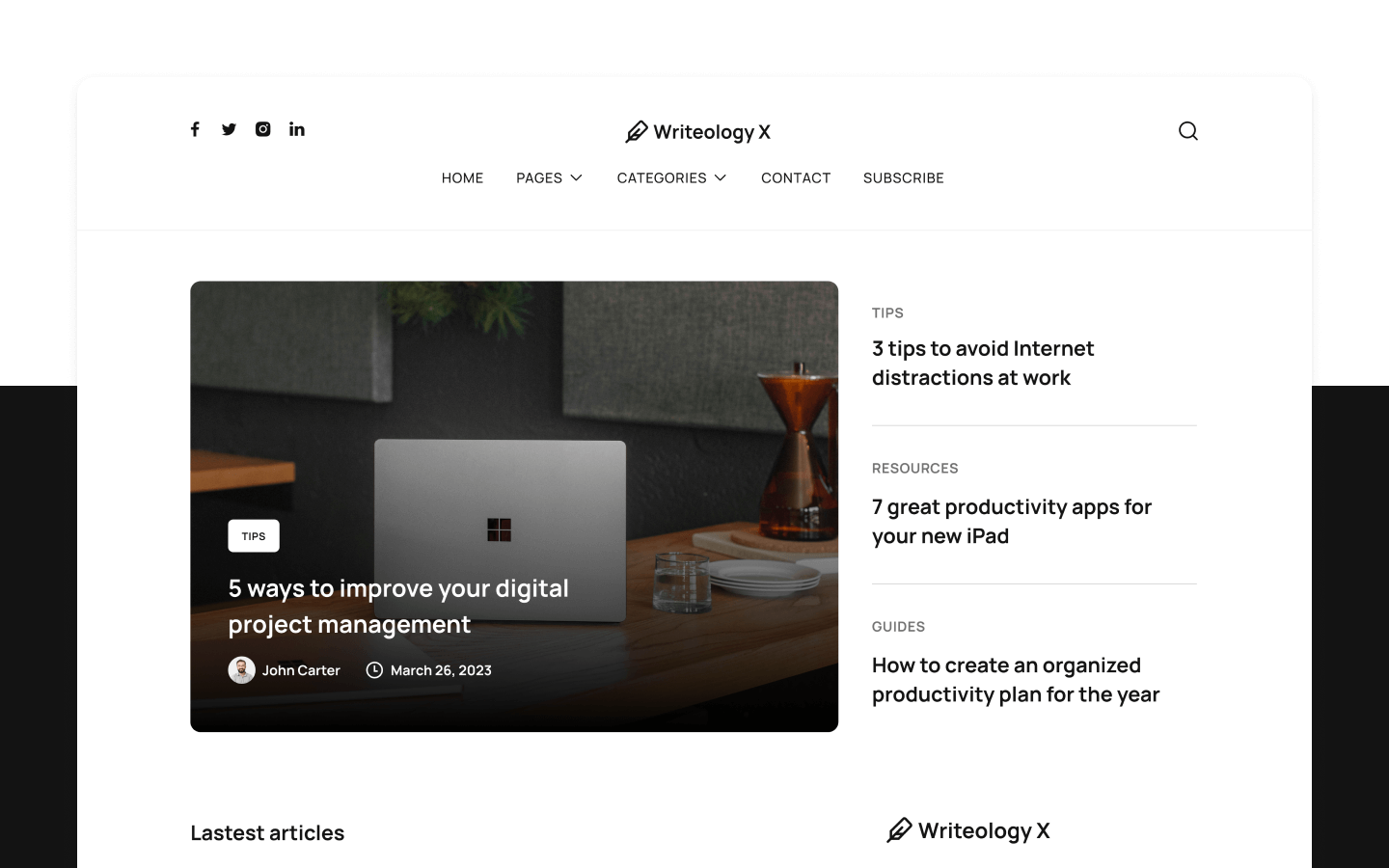 Writeology X - Blog HTML5 Responsive Website Template