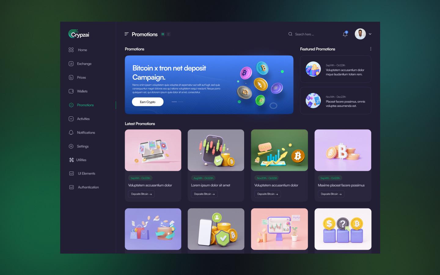 Crypzai - Dashboard HTML5 Responsive Website Template