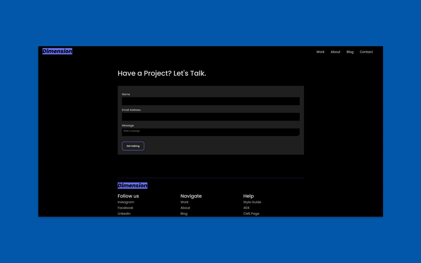 Dimension - Portfolio HTML5 Responsive Website Template