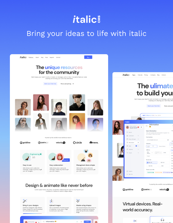 Italic CMS - SaaS HTML5 Responsive Website Template