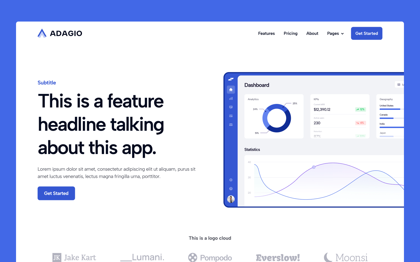 Adagio - SaaS HTML5 Responsive Website Template
