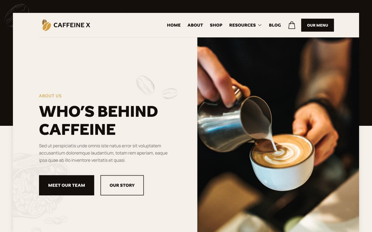 Caffeine X - Coffee Shop HTML5 Responsive Website Template