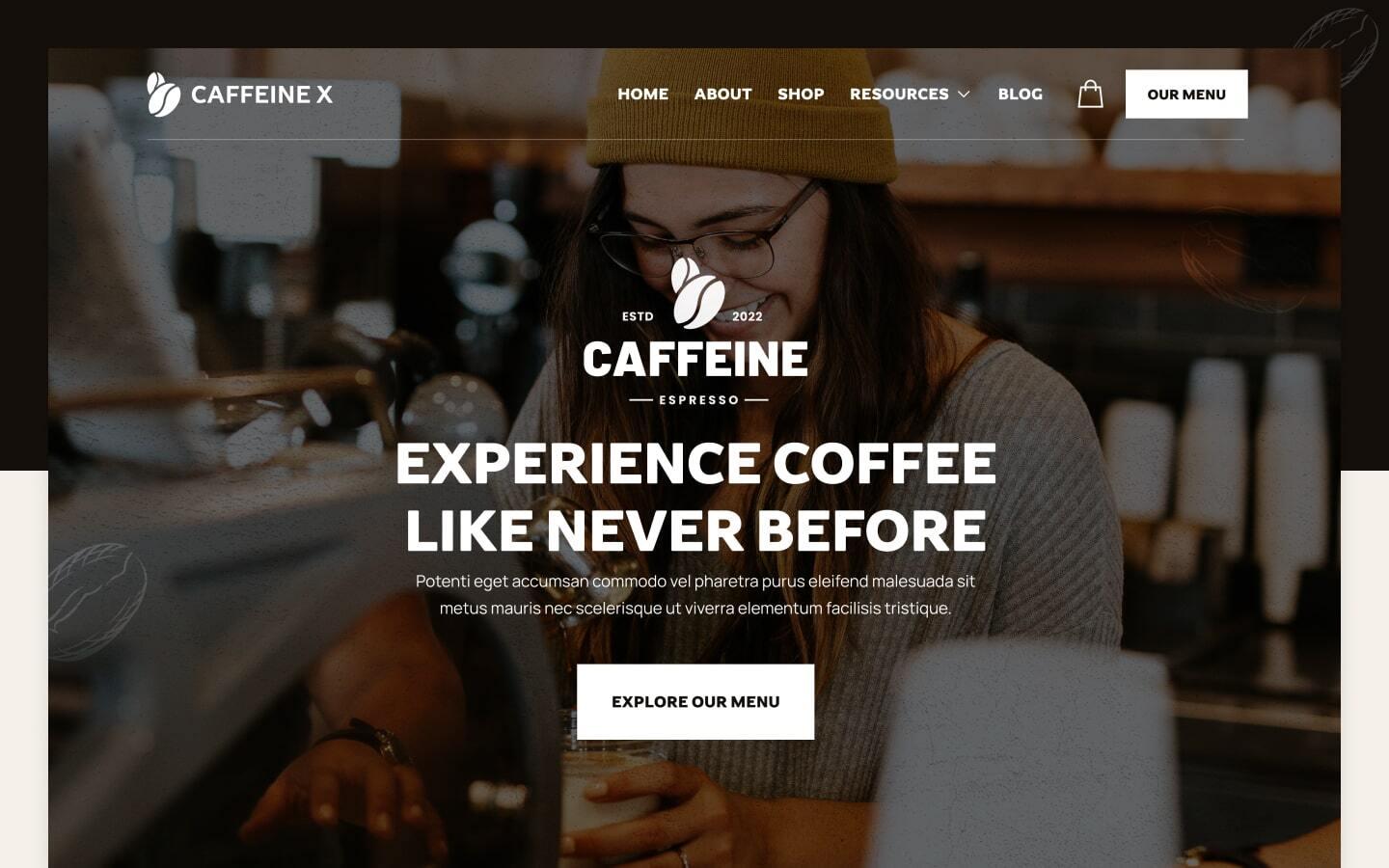 Caffeine X - Coffee Shop HTML5 Responsive Website Template