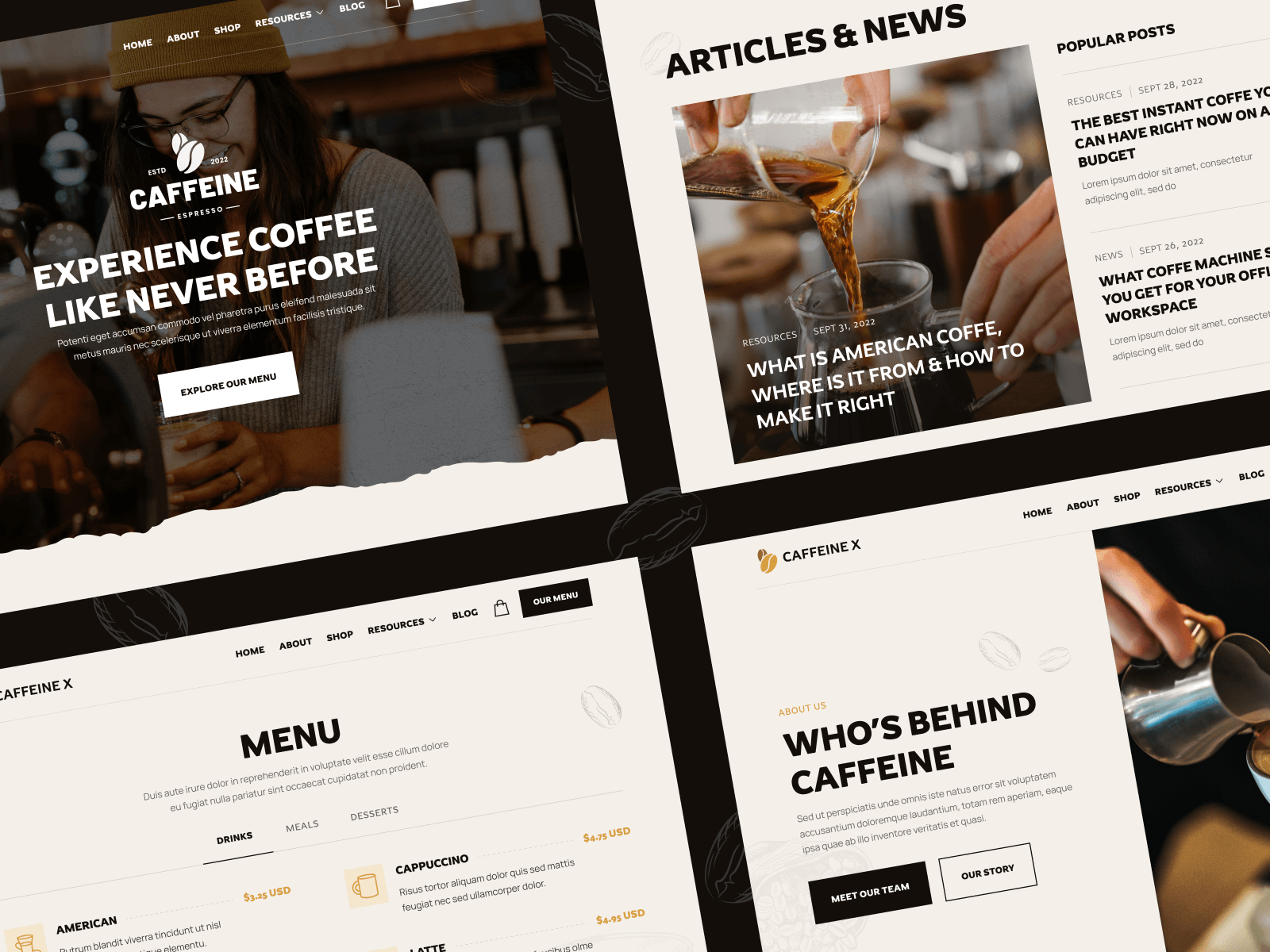 Caffeine X - Coffee Shop HTML5 Responsive Website Template