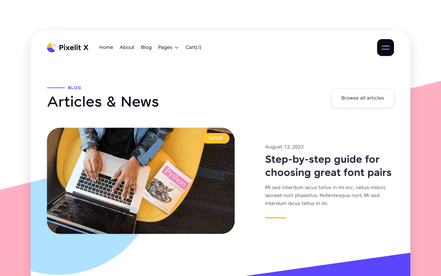 Pixelit X - Designer HTML5 Responsive Website Template