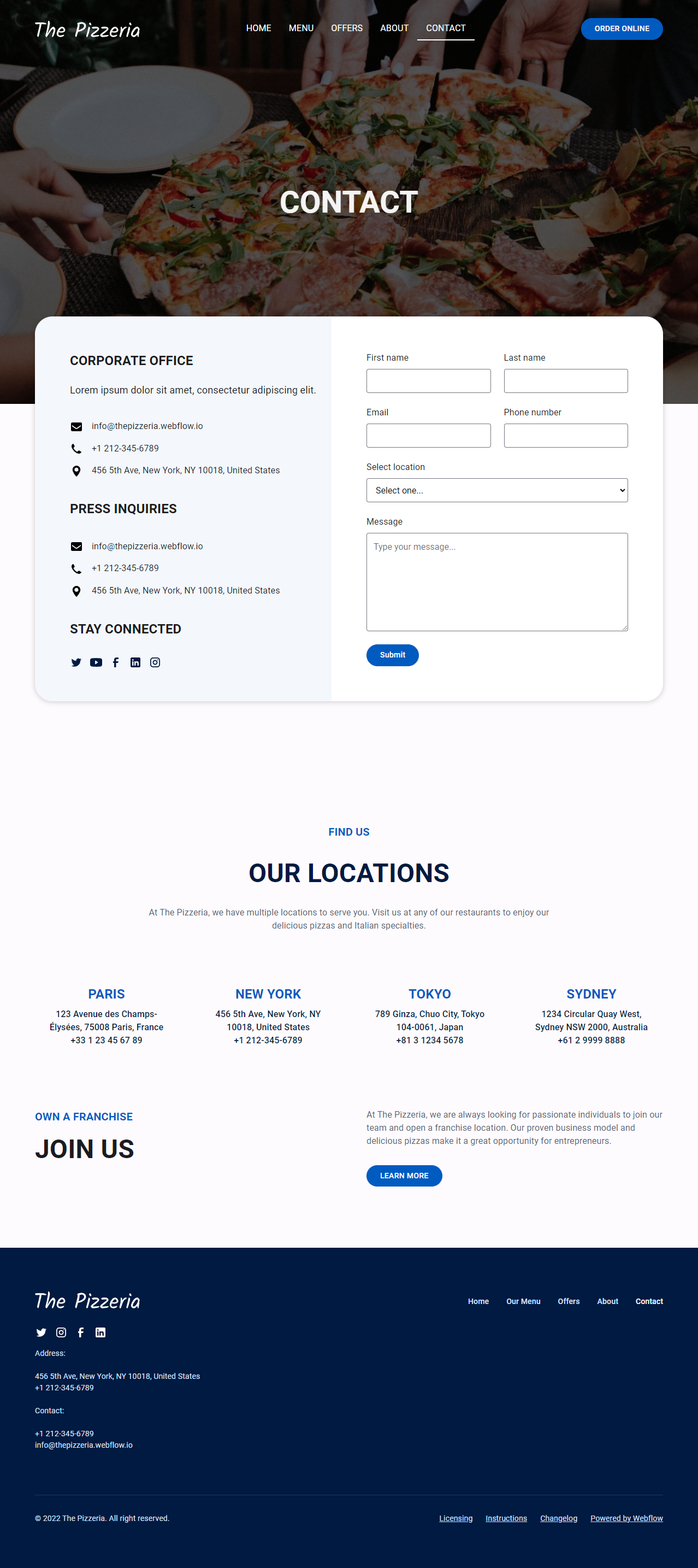 The Pizzeria - Restaurant HTML5 Responsive Website Template