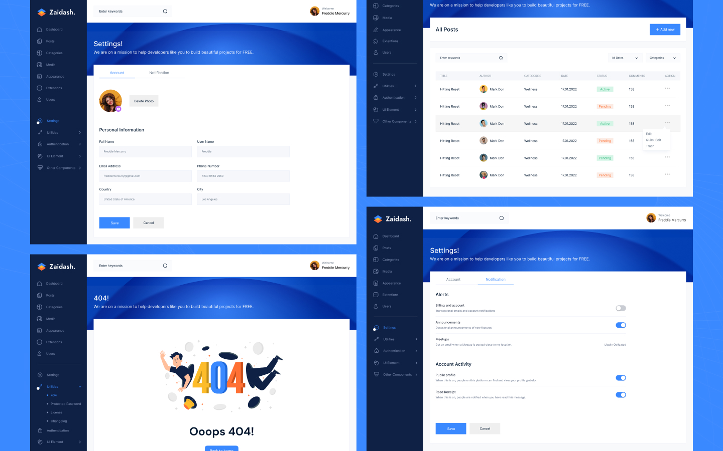 Zaidash - Dashboard HTML5 Responsive Website Template