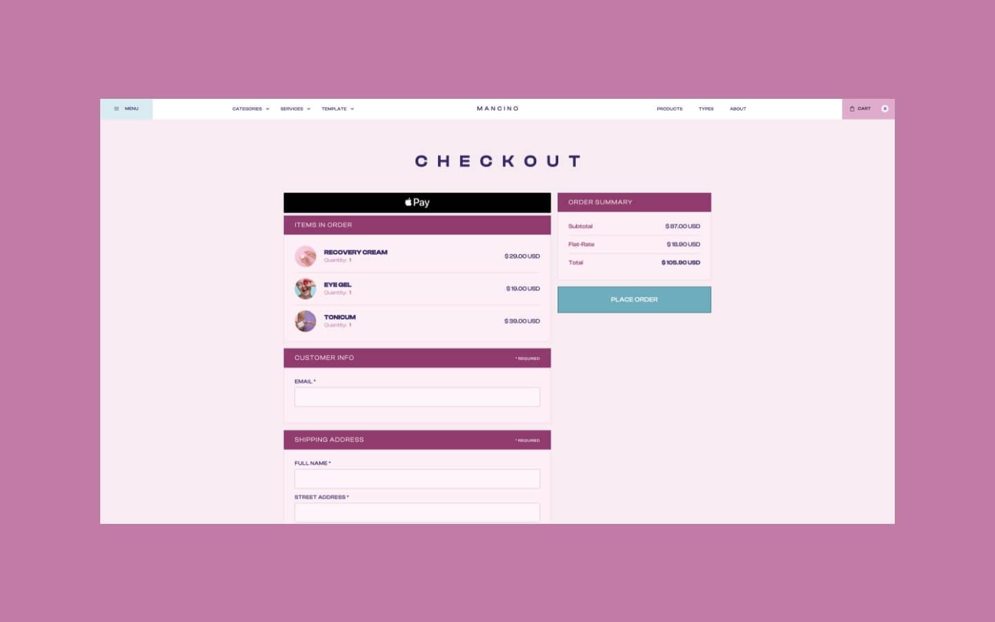 Mancino Ecommerce - Beauty HTML5 Responsive Website Template