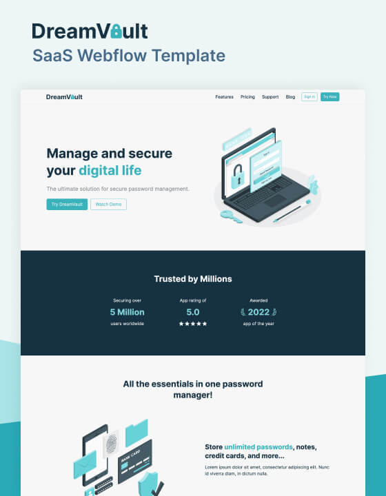 DreamVault - SaaS HTML5 Responsive Website Template