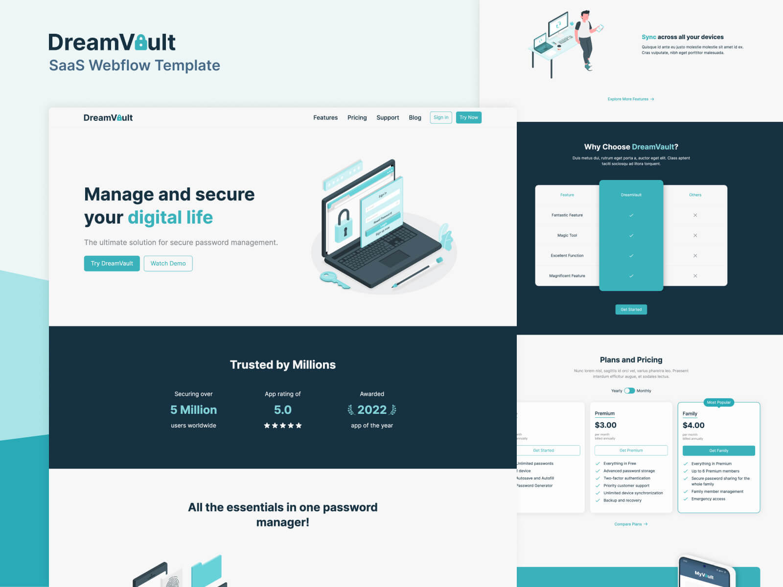 DreamVault - SaaS HTML5 Responsive Website Template