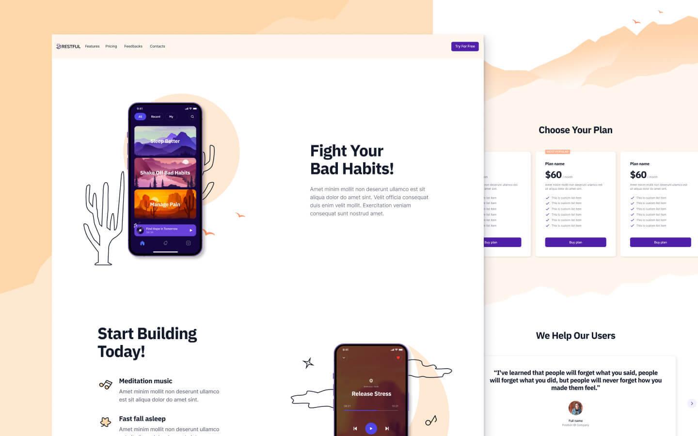 Restful - Landing page HTML5 Responsive Website Template