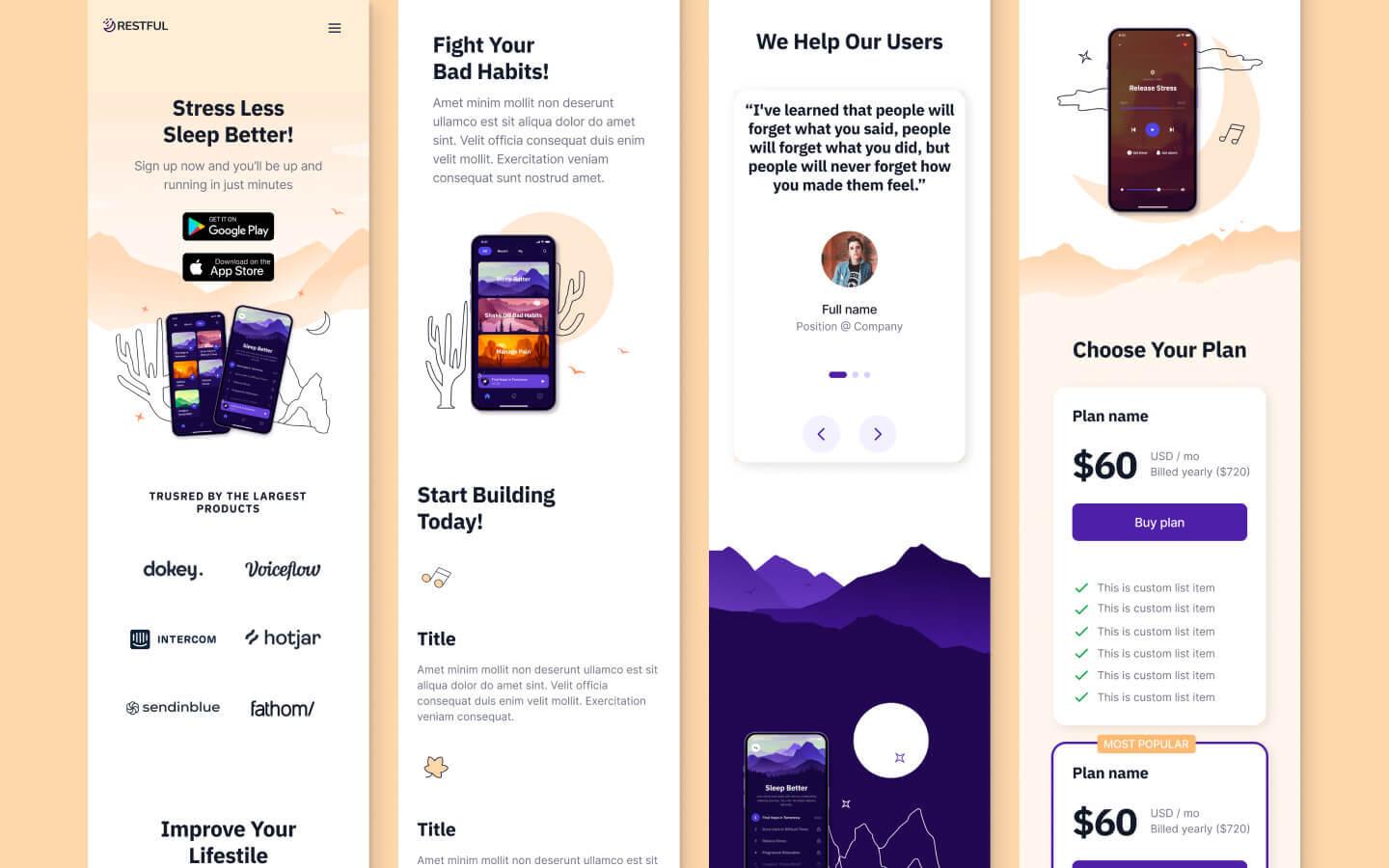 Restful - Landing page HTML5 Responsive Website Template