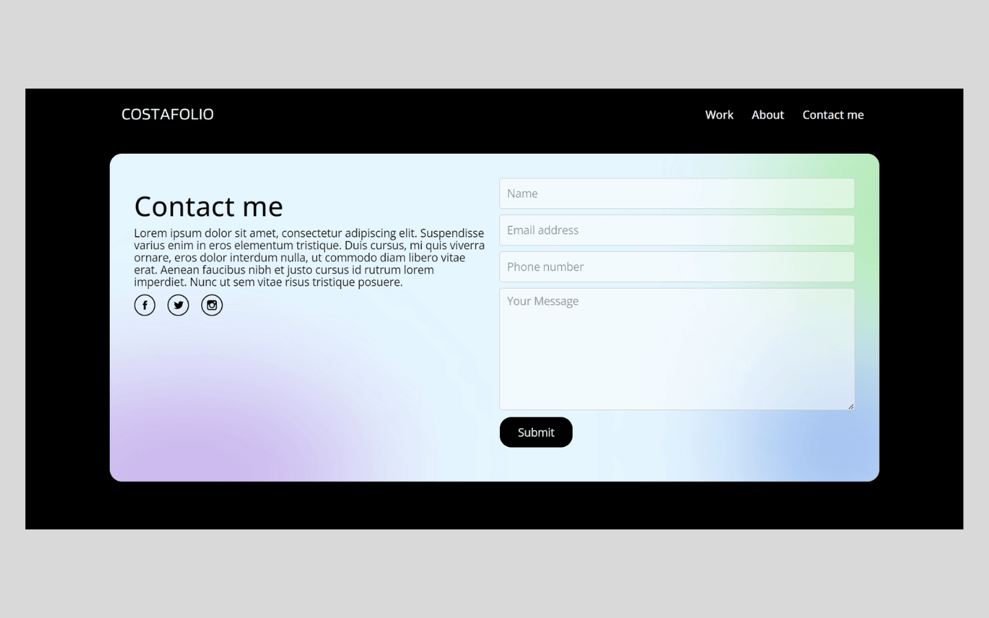 Costafolio (Dark) - Portfolio HTML5 Responsive Website Template