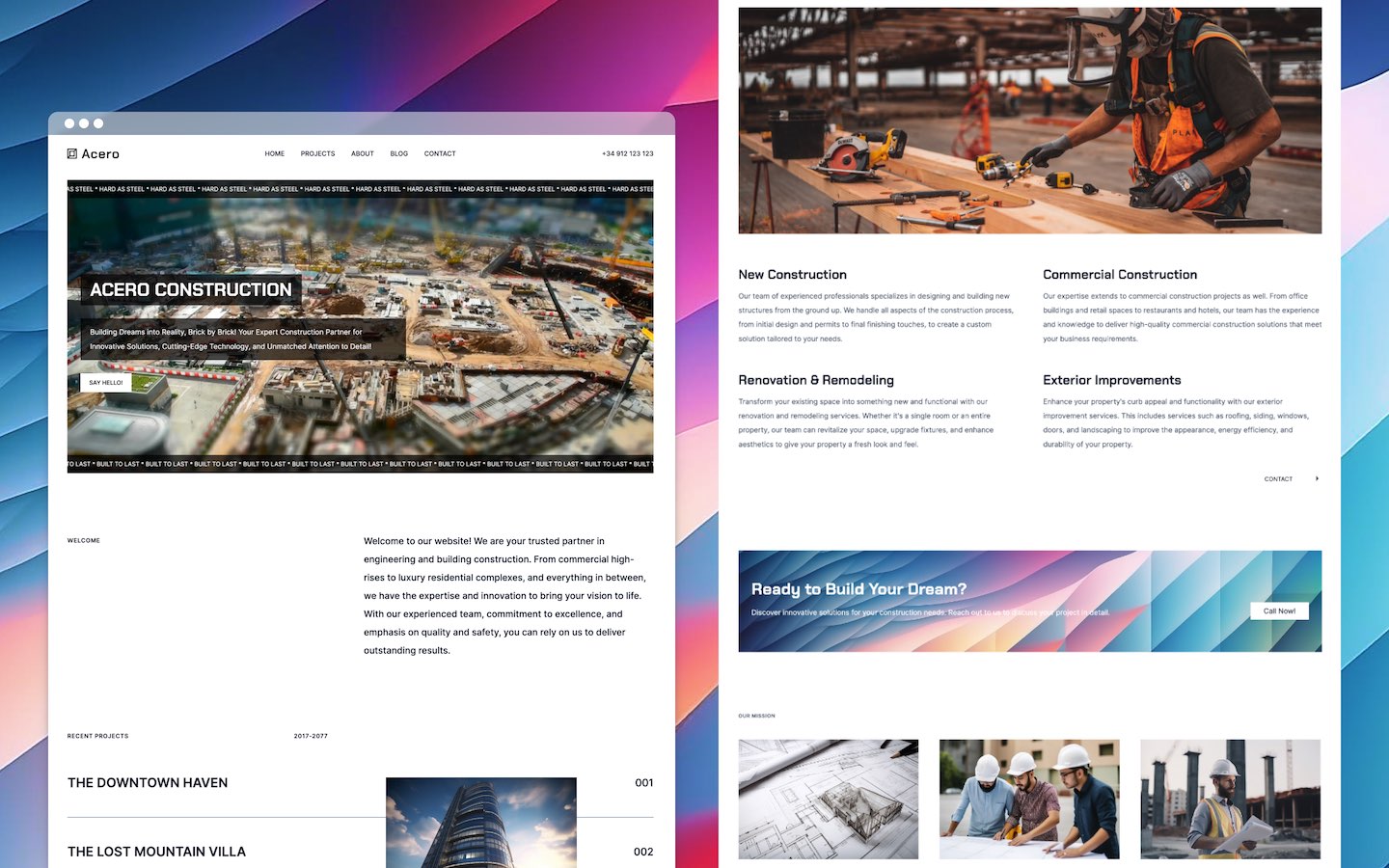 Acero - Construction HTML5 Responsive Website Template