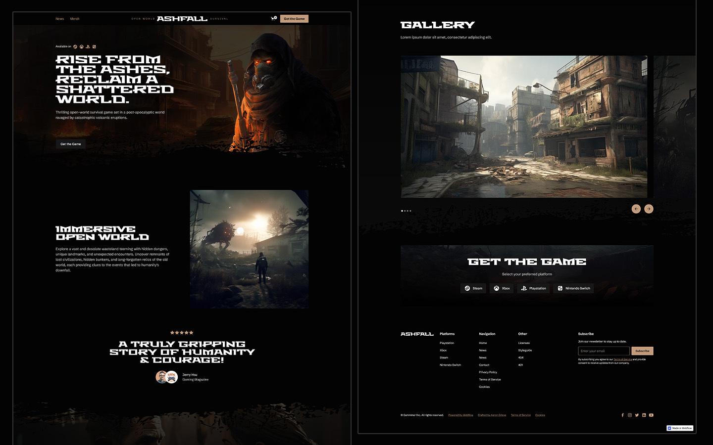 Ashfall - Game HTML5 Responsive Website Template