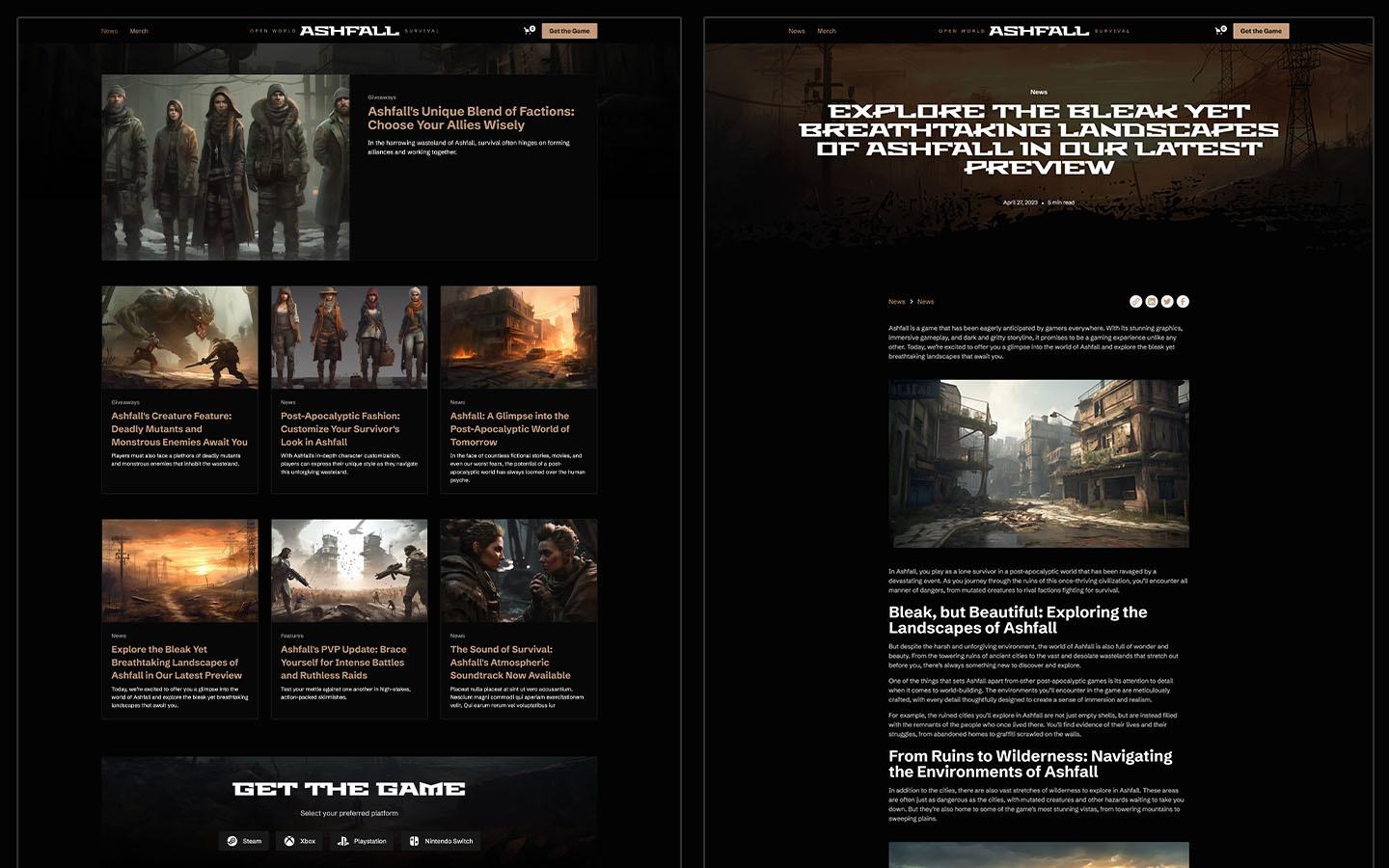 Ashfall - Game HTML5 Responsive Website Template