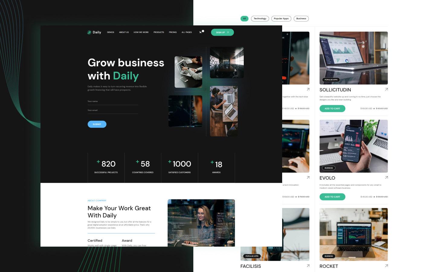 Daily 128 - Landing page HTML5 Responsive Website Template