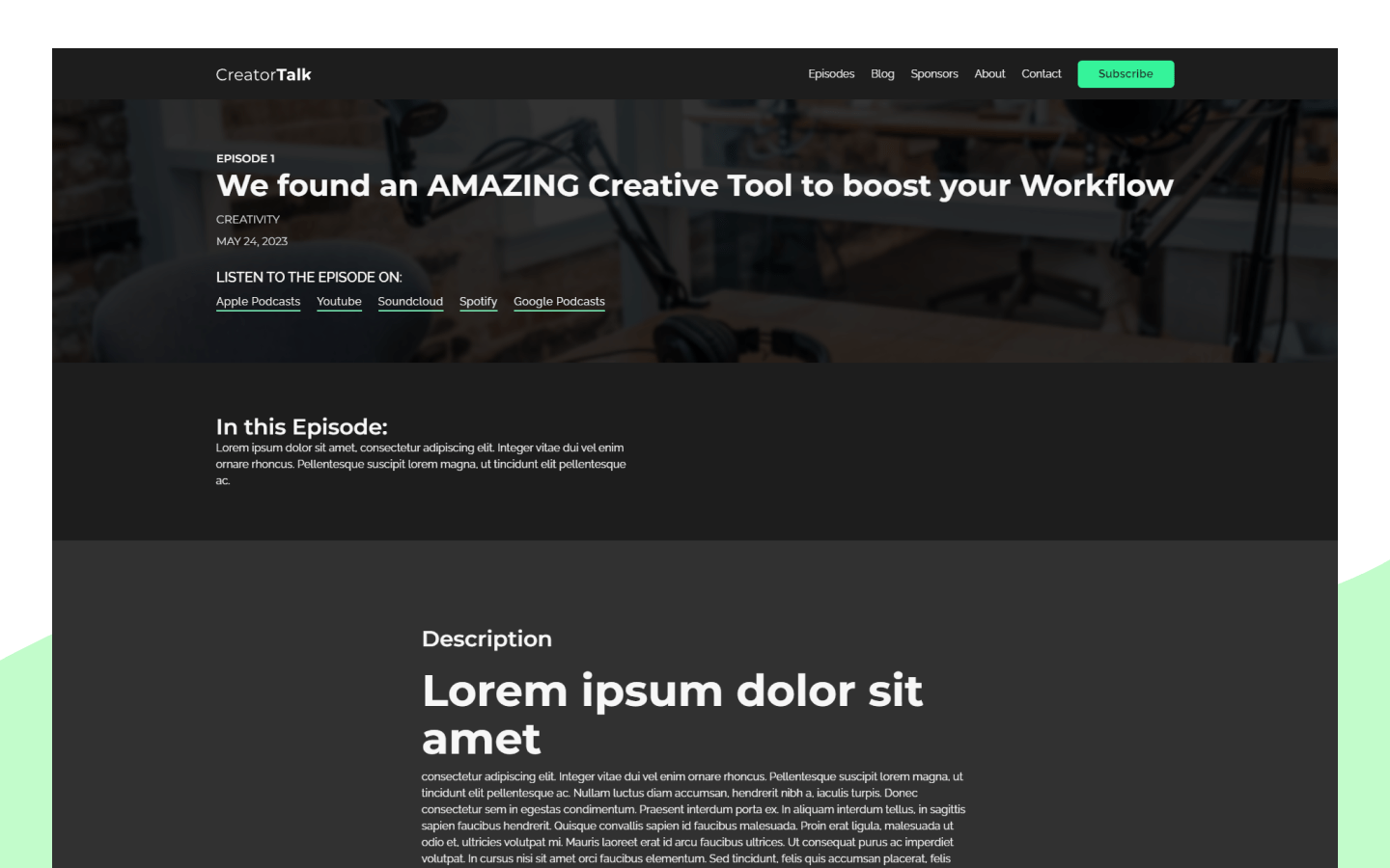 CreatorTalk - Podcast HTML5 Responsive Website Template