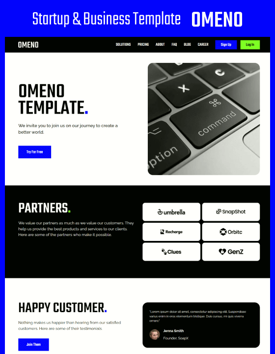 Omeno - Startup HTML5 Responsive Website Template