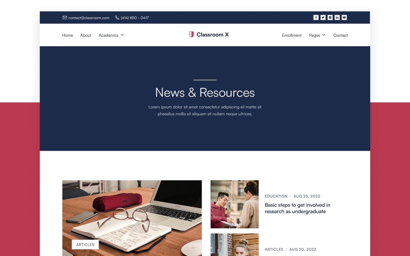 Classroom X - University HTML5 Responsive Website Template