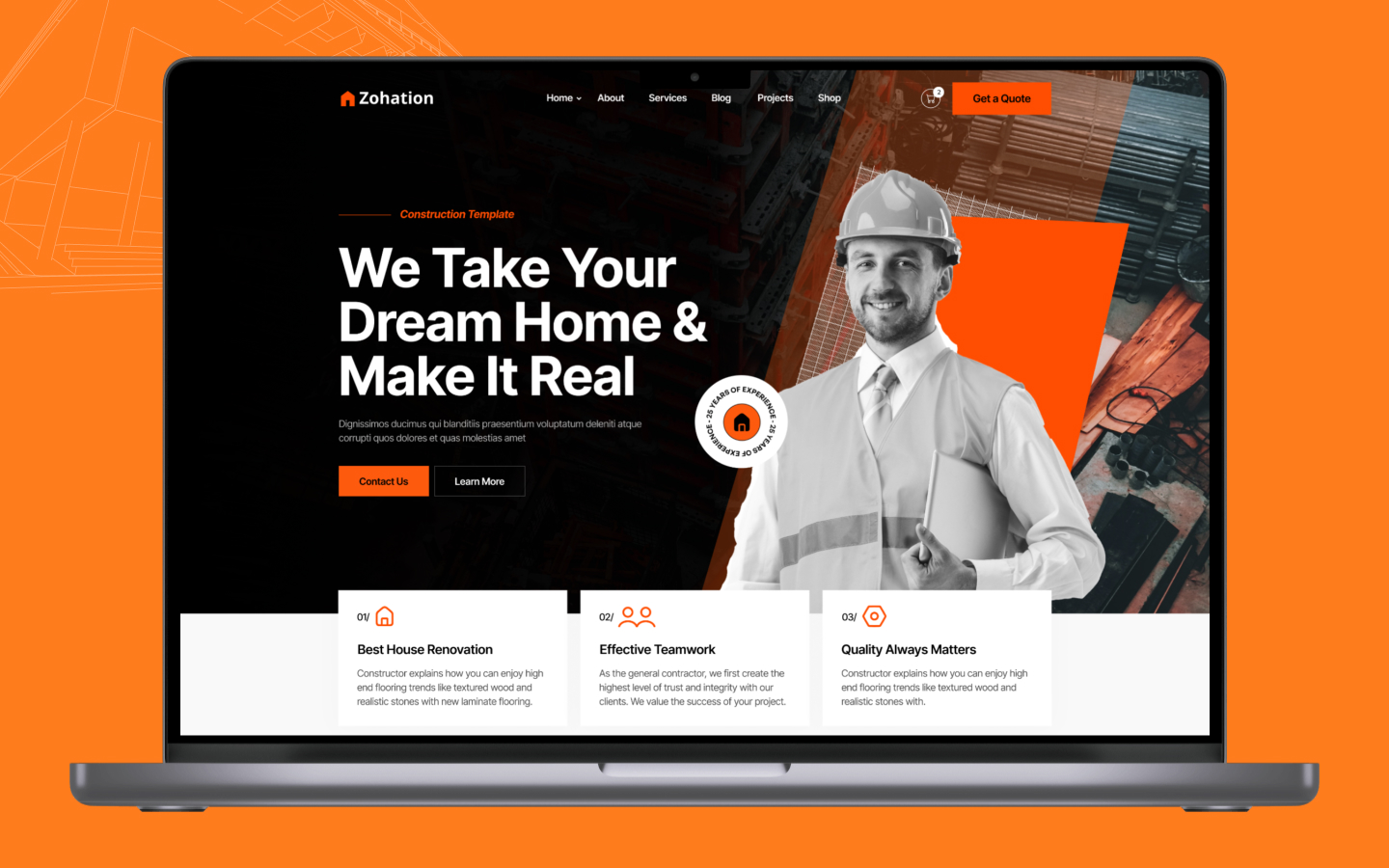 Zohation - Construction HTML5 Responsive Website Template