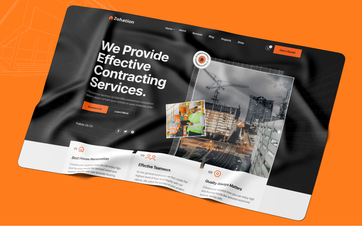 Zohation - Construction HTML5 Responsive Website Template