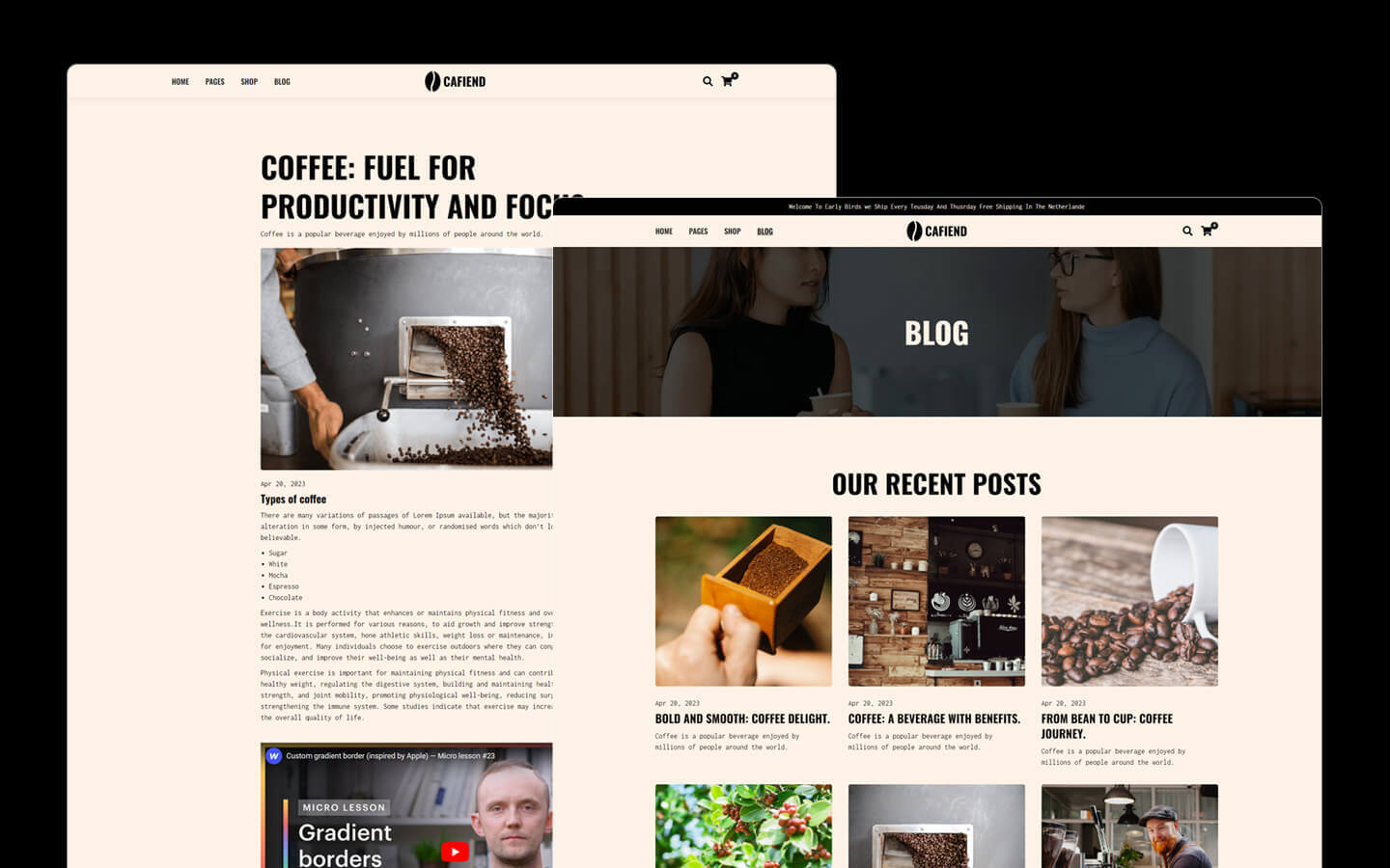 Cafiend - Coffee Shop HTML5 Responsive Website Template