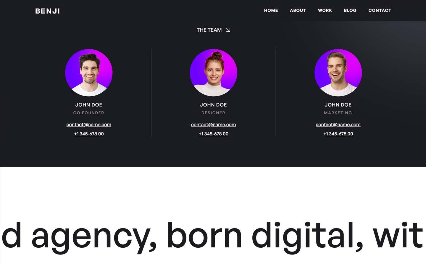 Benji - Creative HTML5 Responsive Website Template