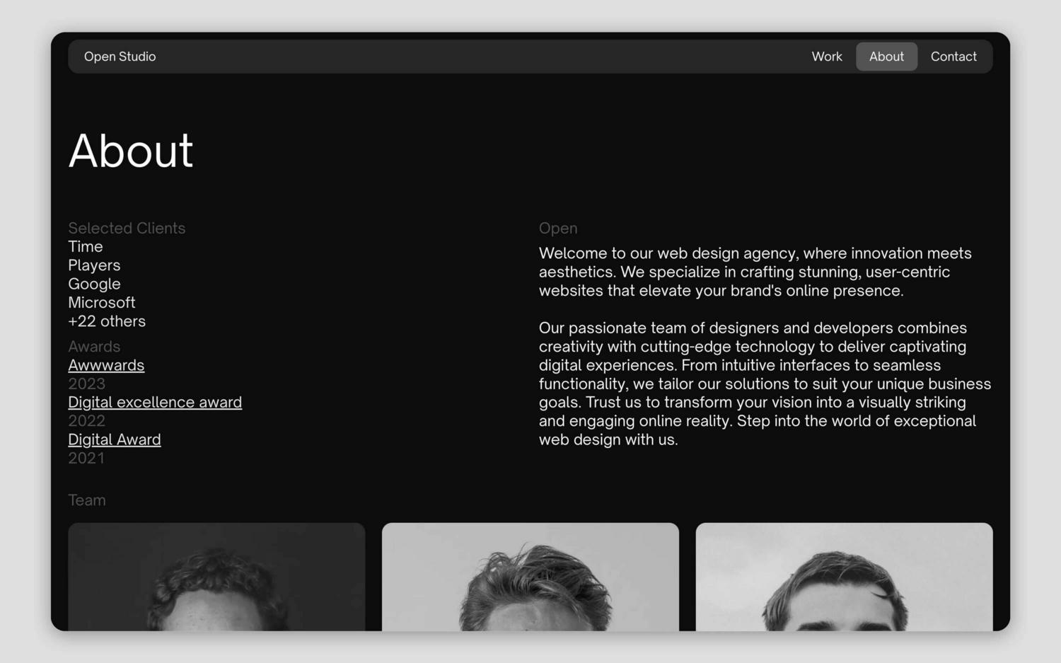 Open Studio - Portfolio HTML5 Responsive Website Template