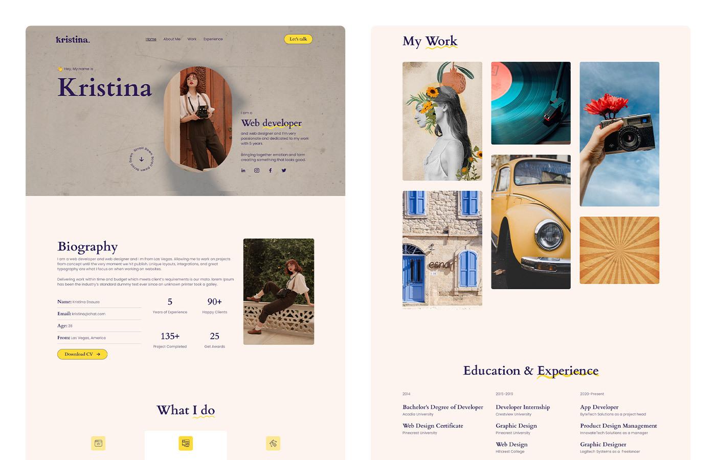 Kristina - Personal HTML5 Responsive Website Template