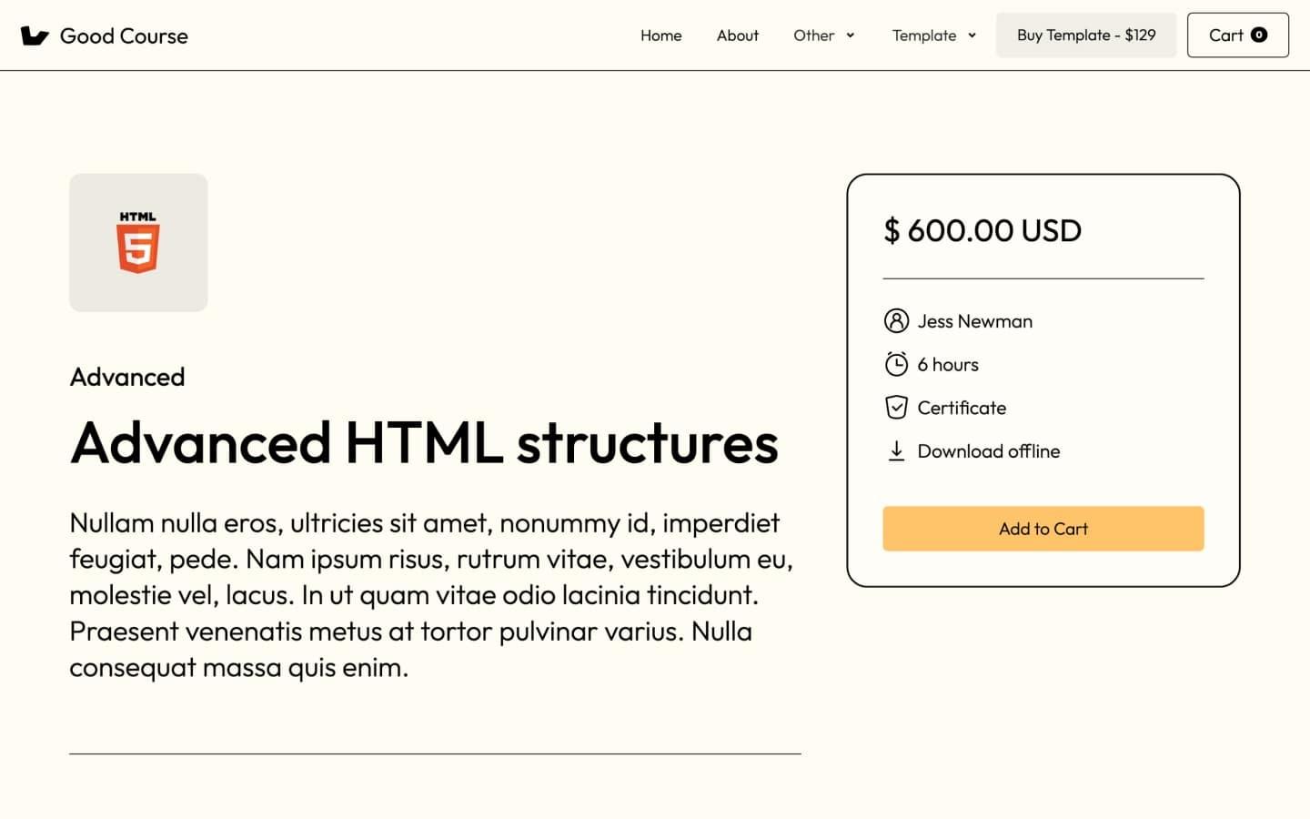 Good Course - Learning HTML5 Responsive Website Template