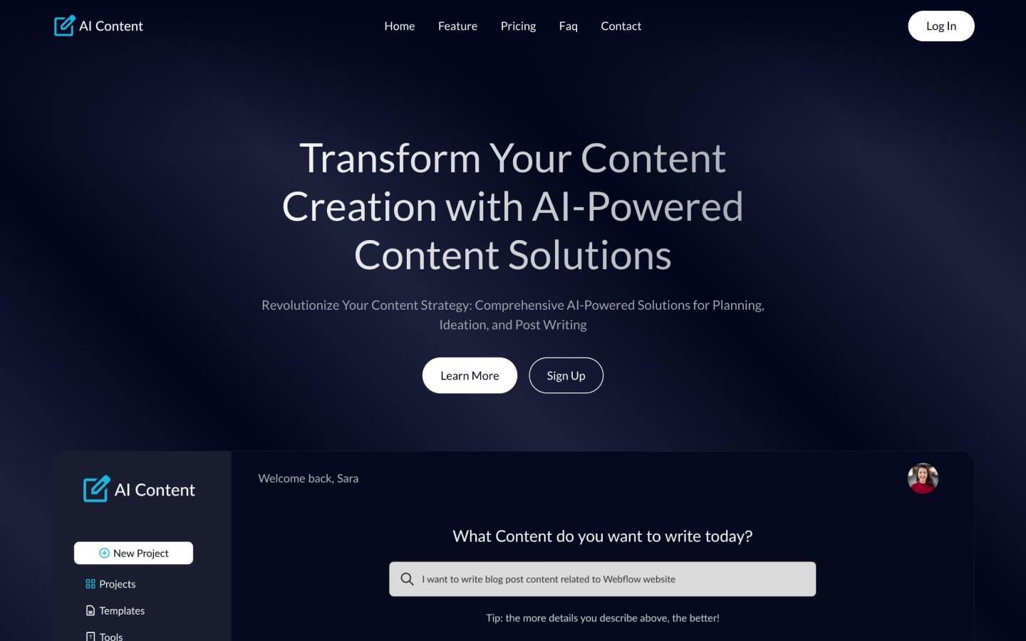 Ai-Content - SaaS HTML5 Responsive Website Template