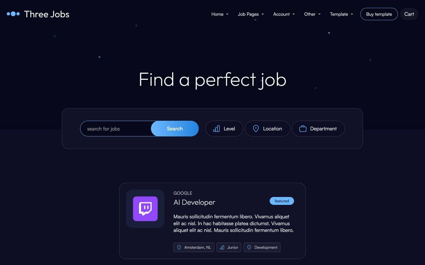 Three Jobs - Job Portal HTML5 Responsive Website Template