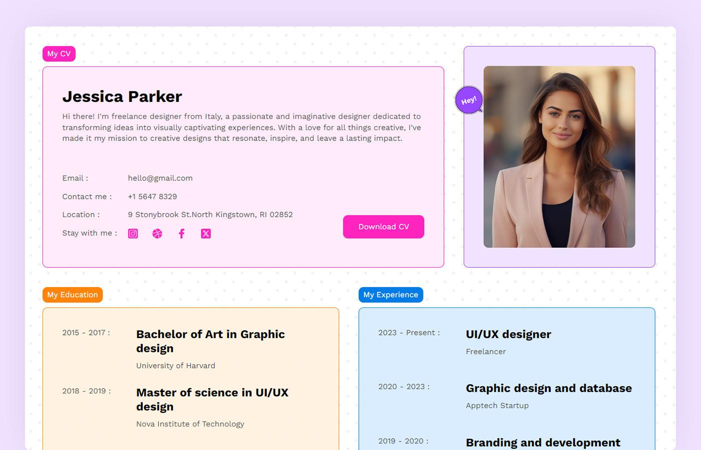 Jessica Parker - Resume HTML5 Responsive Website Template