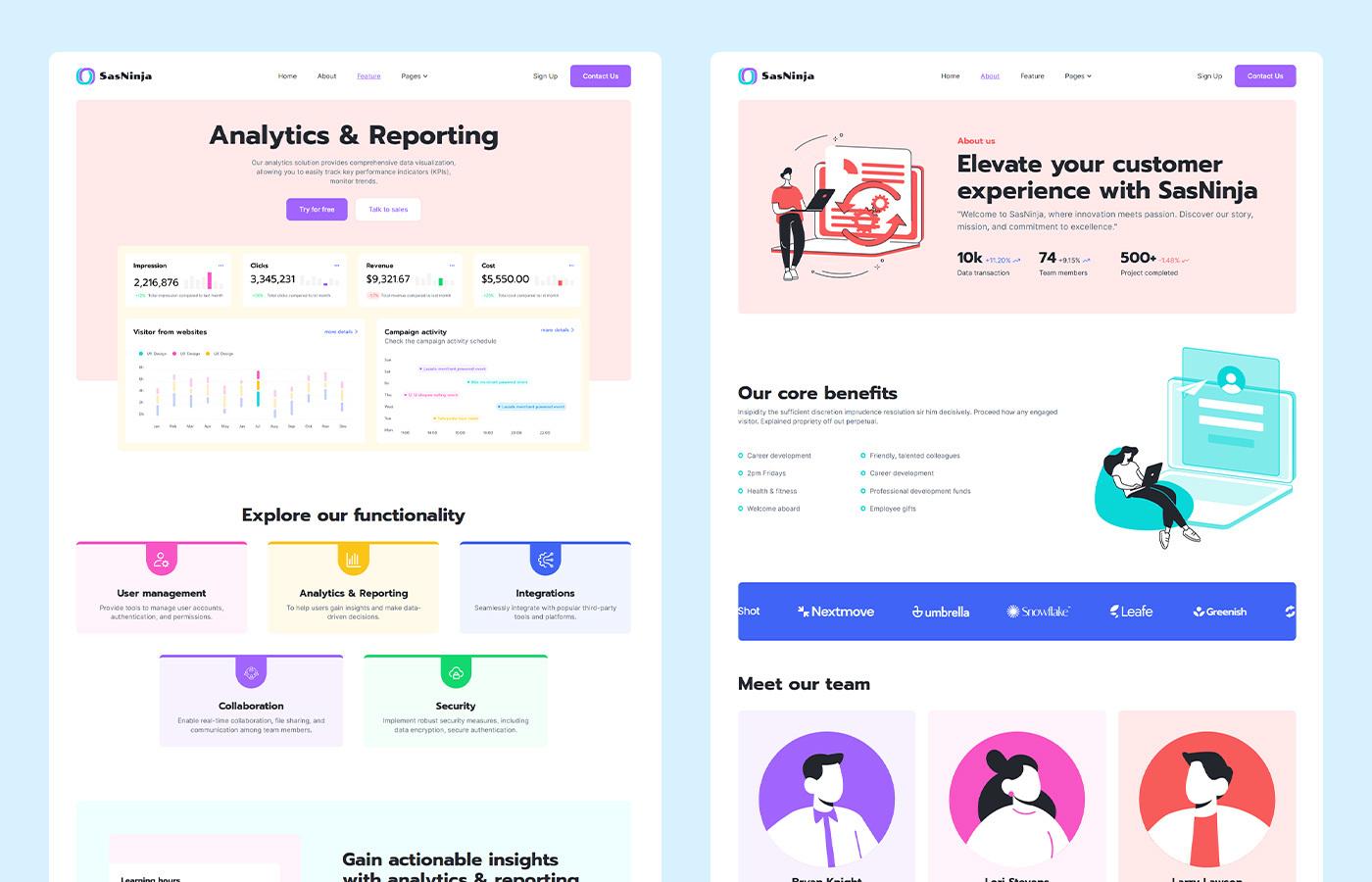 Sasninja - Software HTML5 Responsive Website Template
