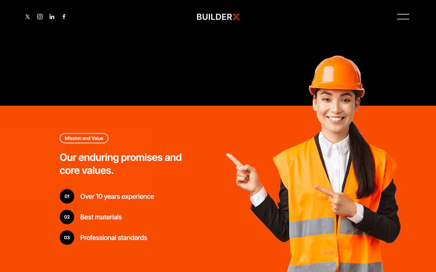 BuilderX - Construction HTML5 Responsive Website Template