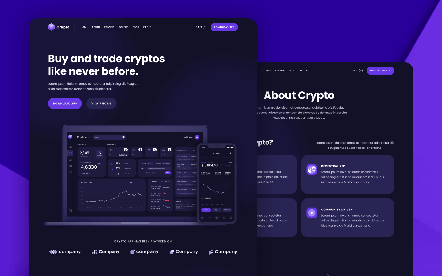 Crypto - App HTML5 Responsive Website Template