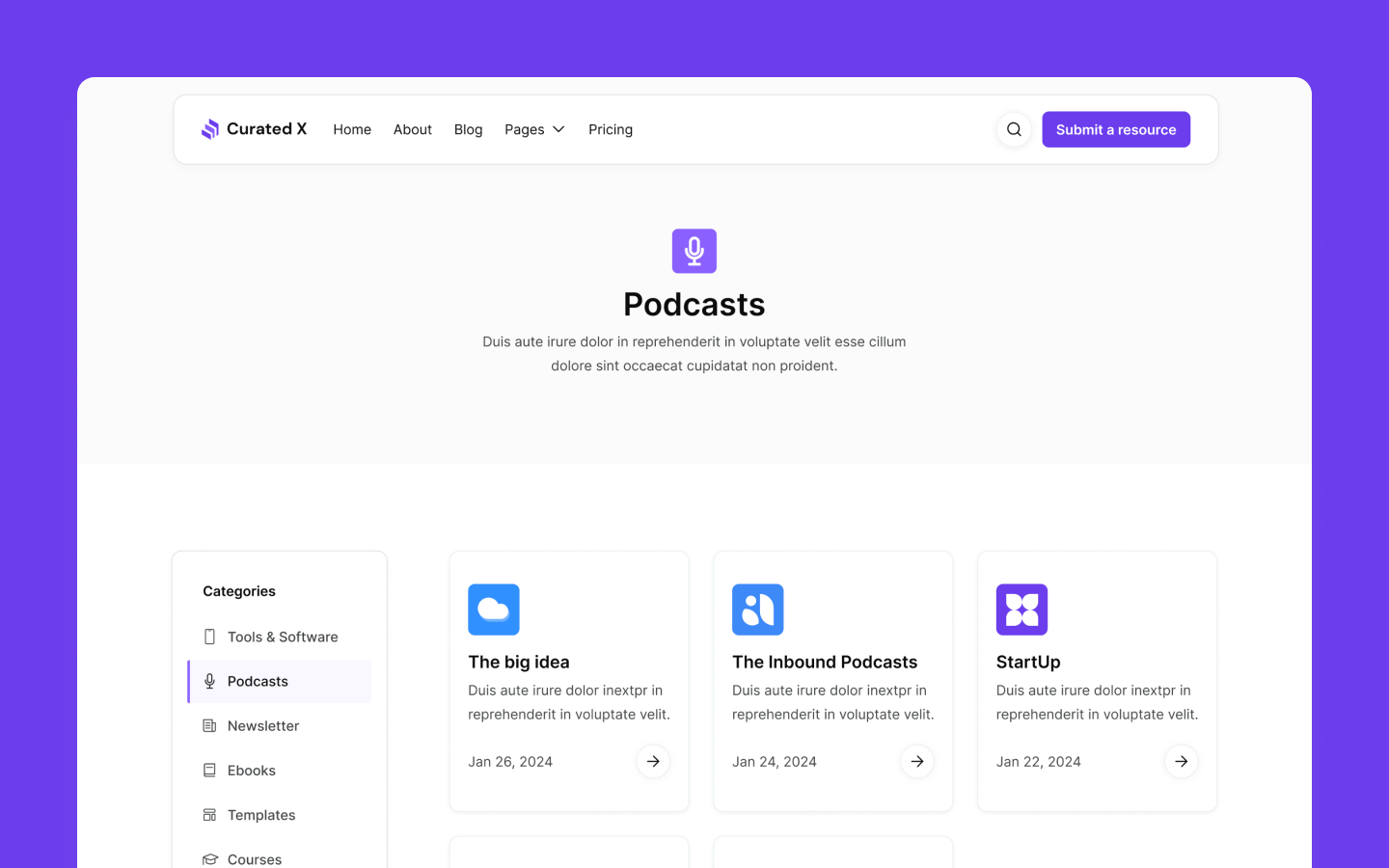 Curated X - Directory HTML5 Responsive Website Template