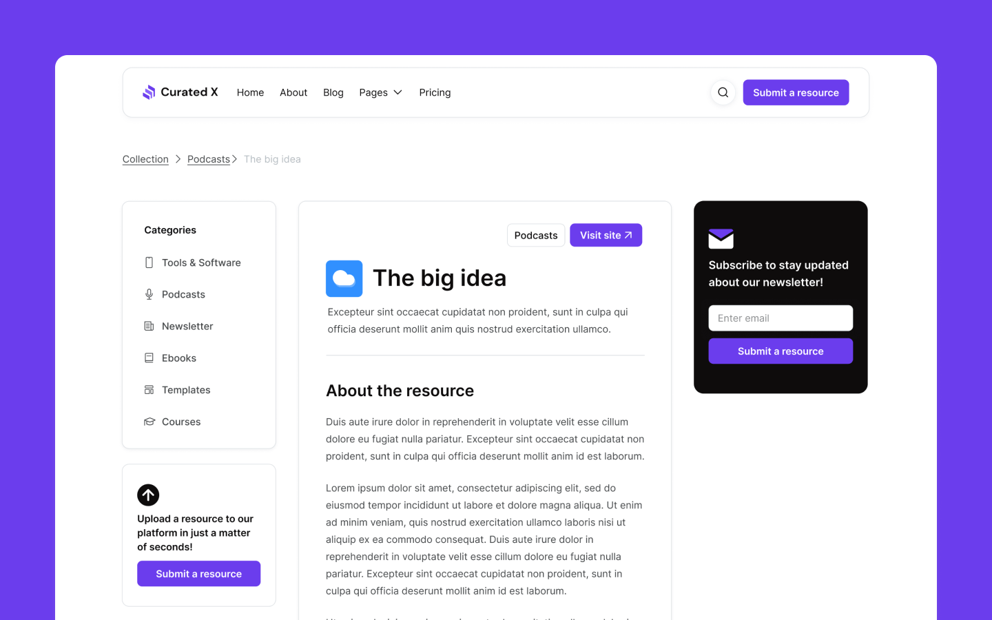 Curated X - Directory HTML5 Responsive Website Template