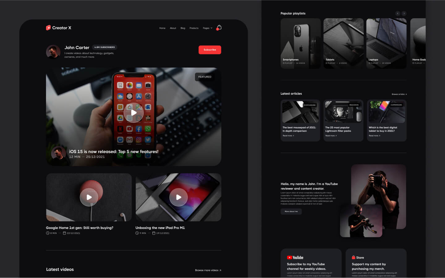 Creator X - Video HTML5 Responsive Website Template