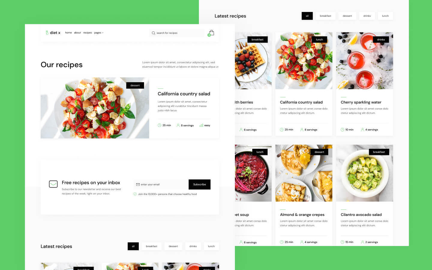 Diet X - Recipe HTML5 Responsive Website Template