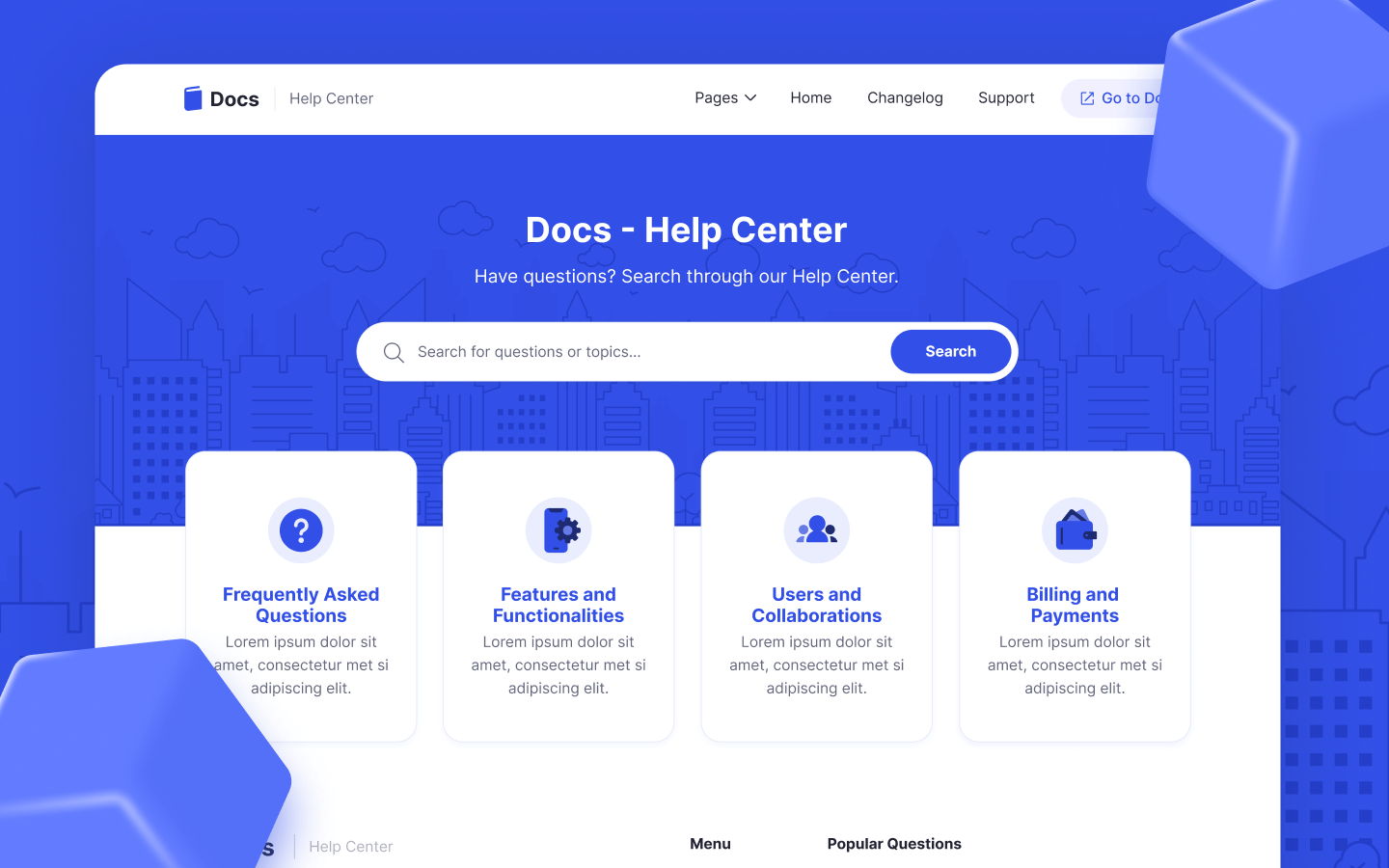Docs - Support HTML5 Responsive Website Template