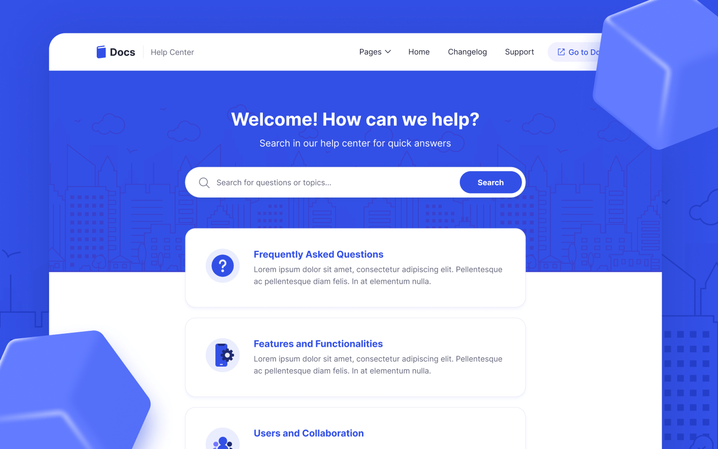 Docs - Support HTML5 Responsive Website Template