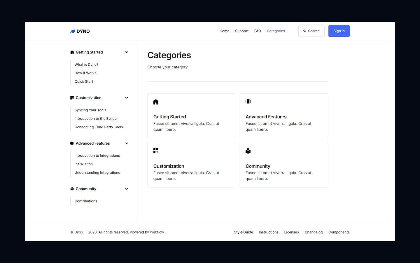 Dyno - Documentation HTML5 Responsive Website Template