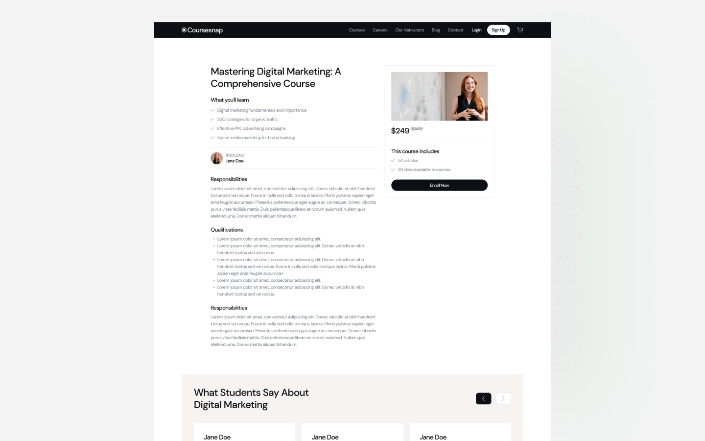 Coursesnap - Learning HTML5 Responsive Website Template
