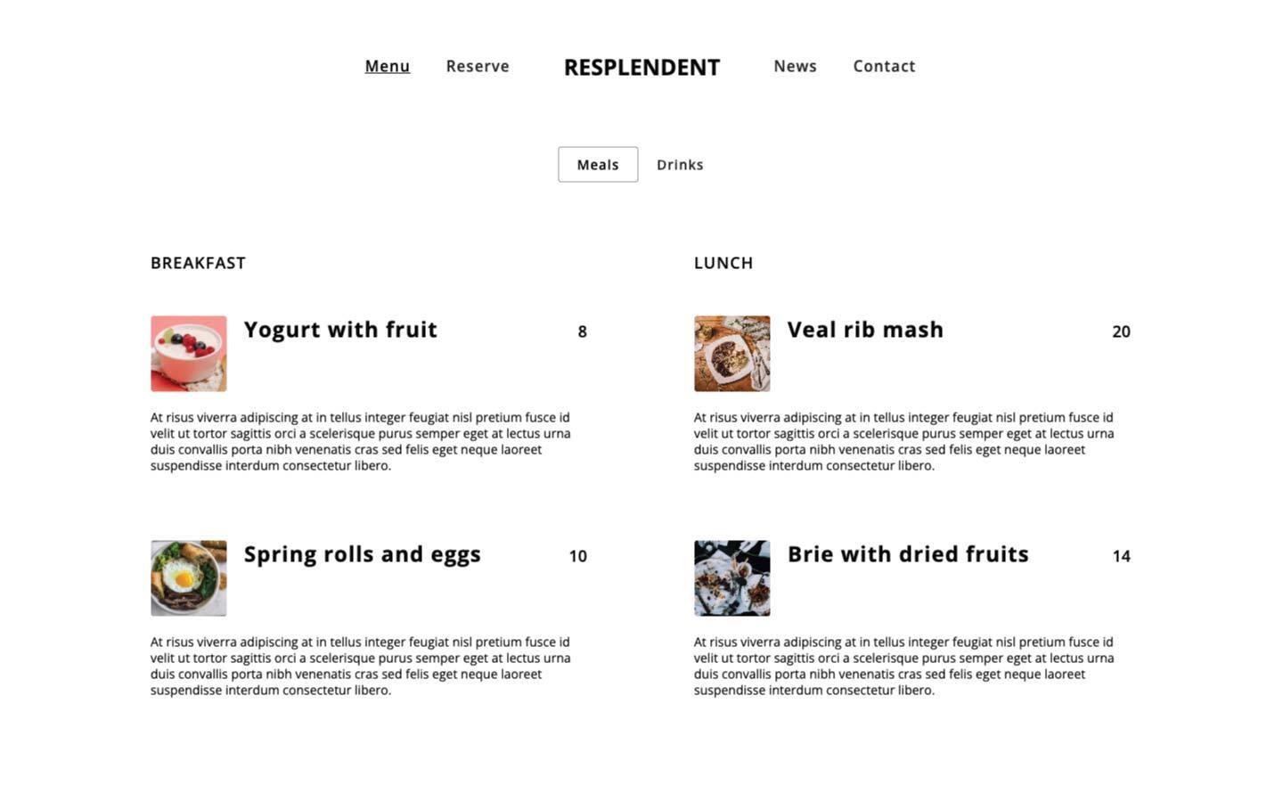Resplendent - Restaurant HTML5 Responsive Website Template