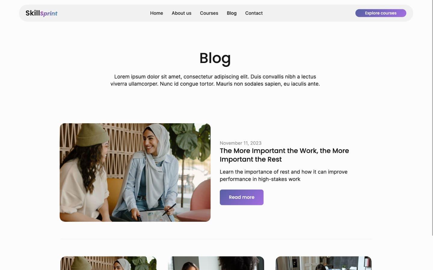 Skill Sprint - Learning HTML5 Responsive Website Template